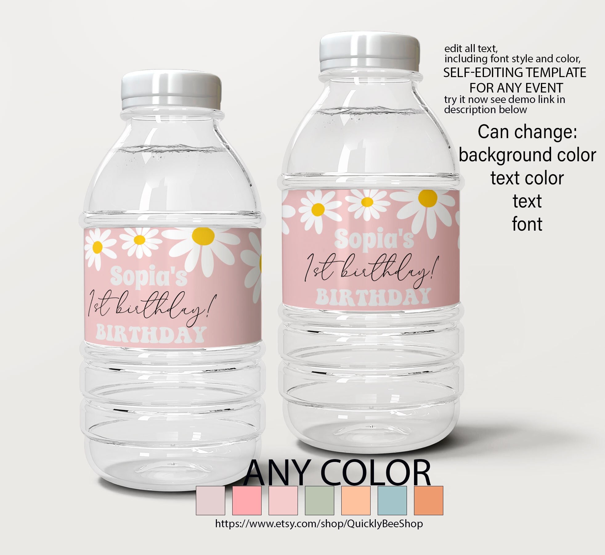 Daisy Water Bottle Labels Hippy Bohemian Daisy Party Decor - Etsy