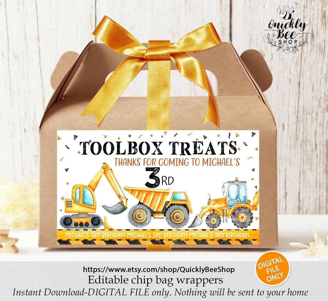 Construction Birthday Party Favor, Box Label Printable Dump Truck Party ...