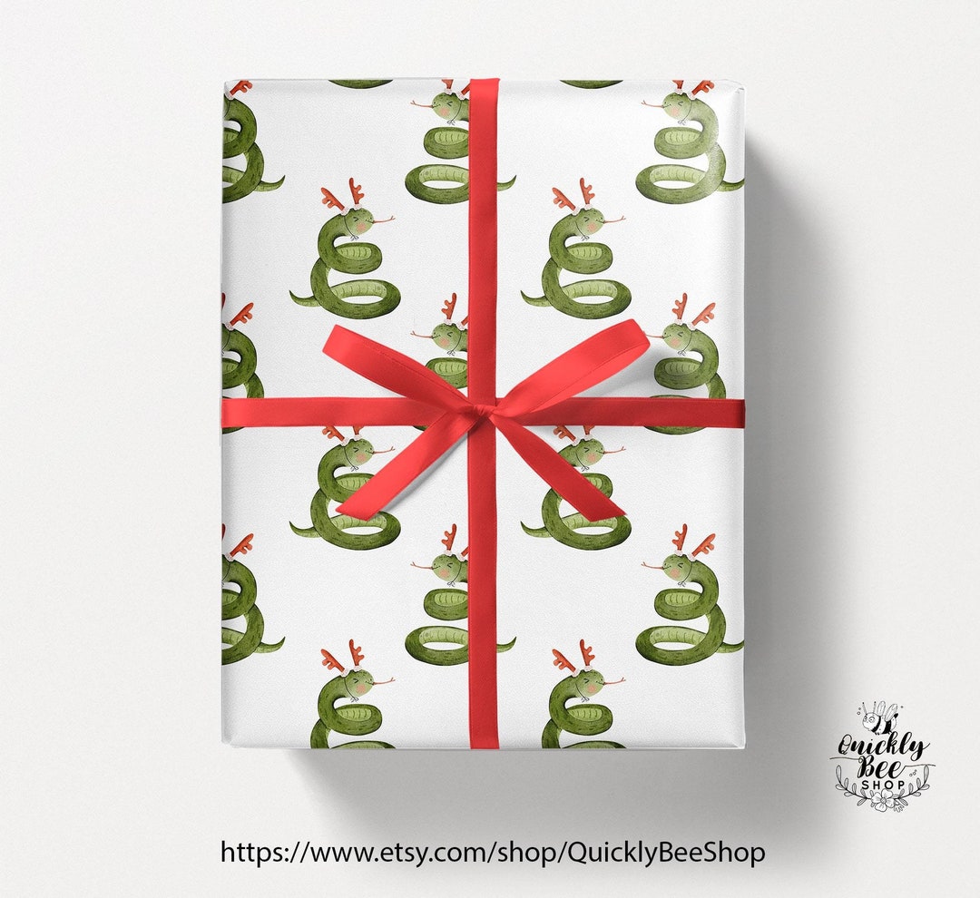 Christmas Snake Wrapping Paper, Reptile Themed All Occasion Gift Wrap ...