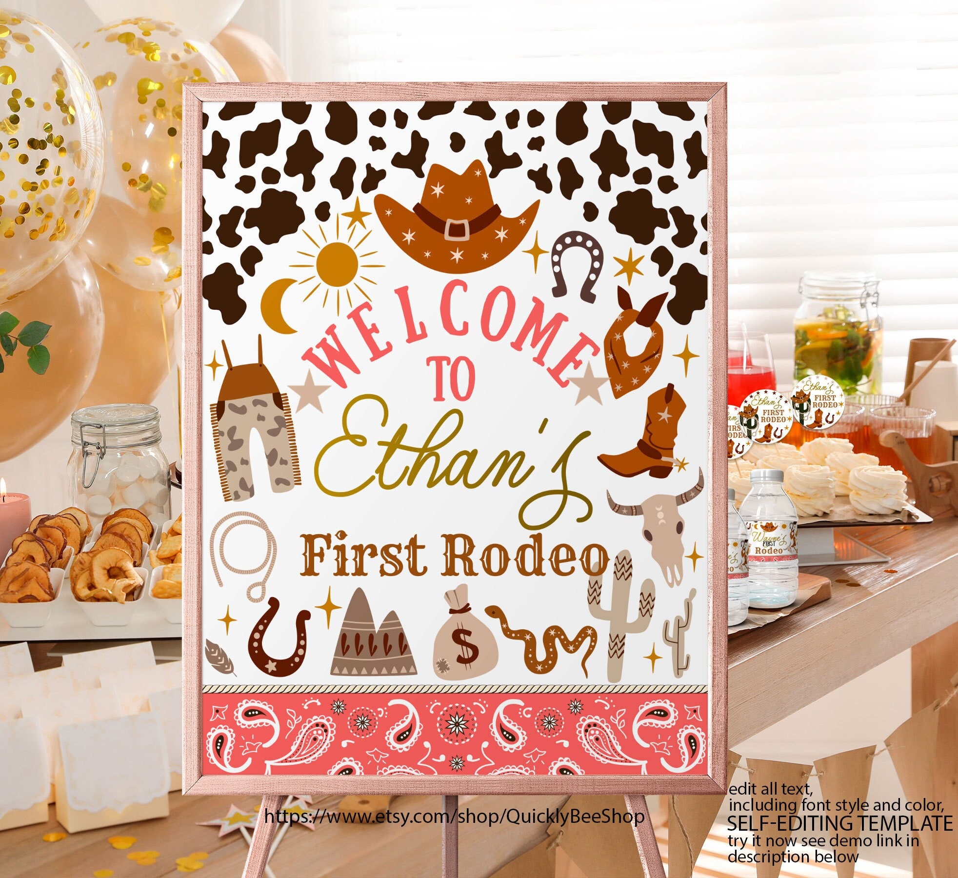 Editable Rodeo Birthday Party Welcome Sign Wild West Rodeo - Etsy