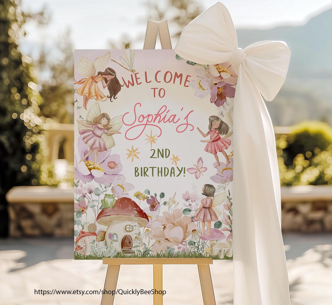Fairy Birthday Welcome Sign, Magical Fairy Birthday Welcome Poster ...