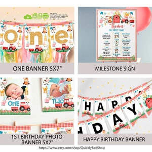EDITABLE Farm Birthday Party Bundle, Digital Template, Farm Theme ...