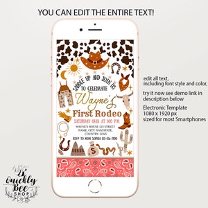 Editable 1st Rodeo Gable Box Label, Western Cowboy Party Favor Box ...