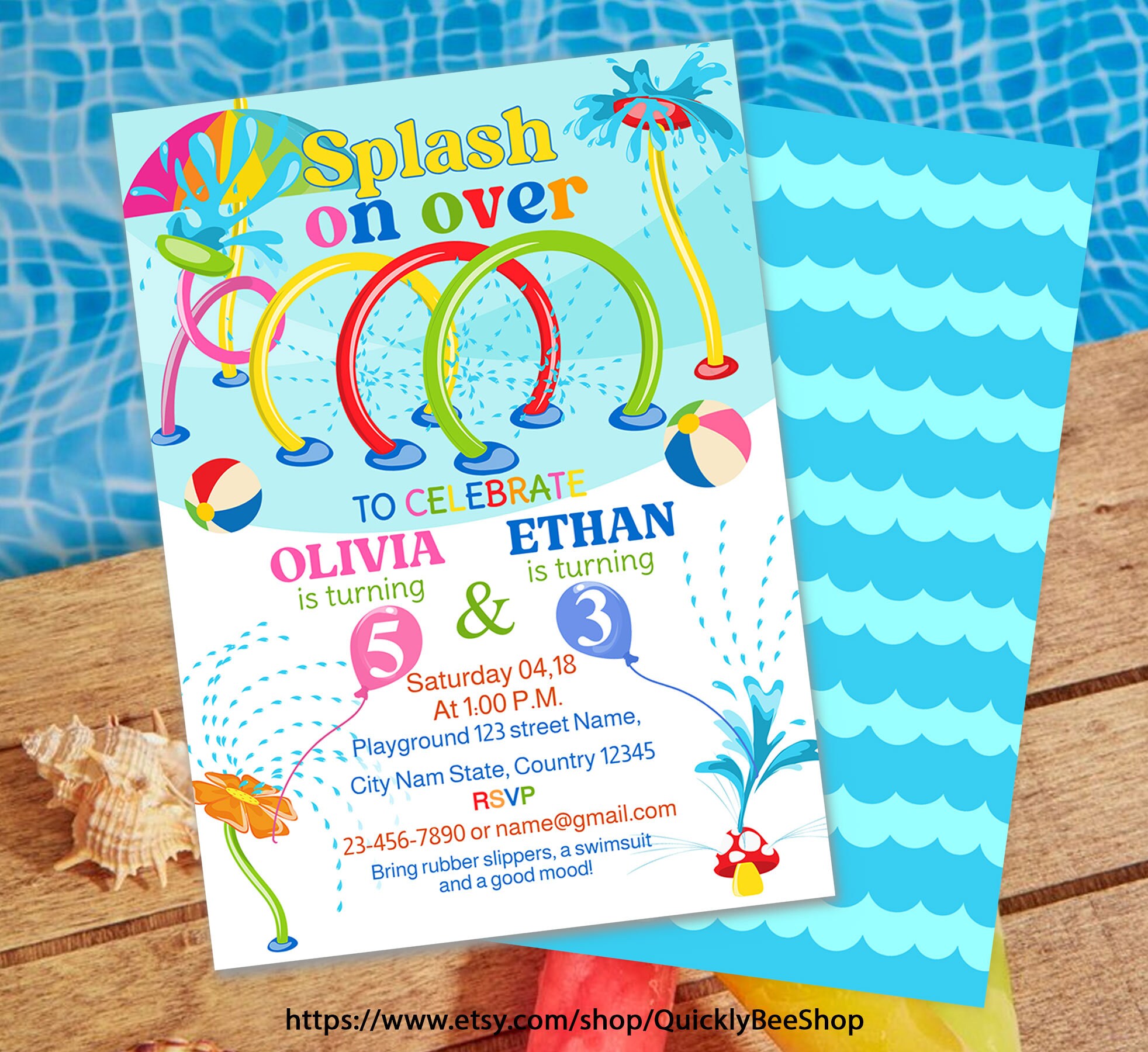 Splash Pad Party Invitation, Splash Invitation Boy and Girl, Water Park ...