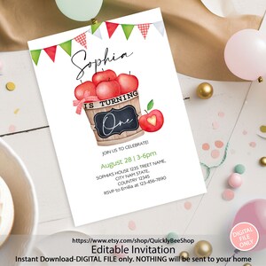 Apple Birthday Invitation Template, Fall Birthday Party, Apple of Our ...