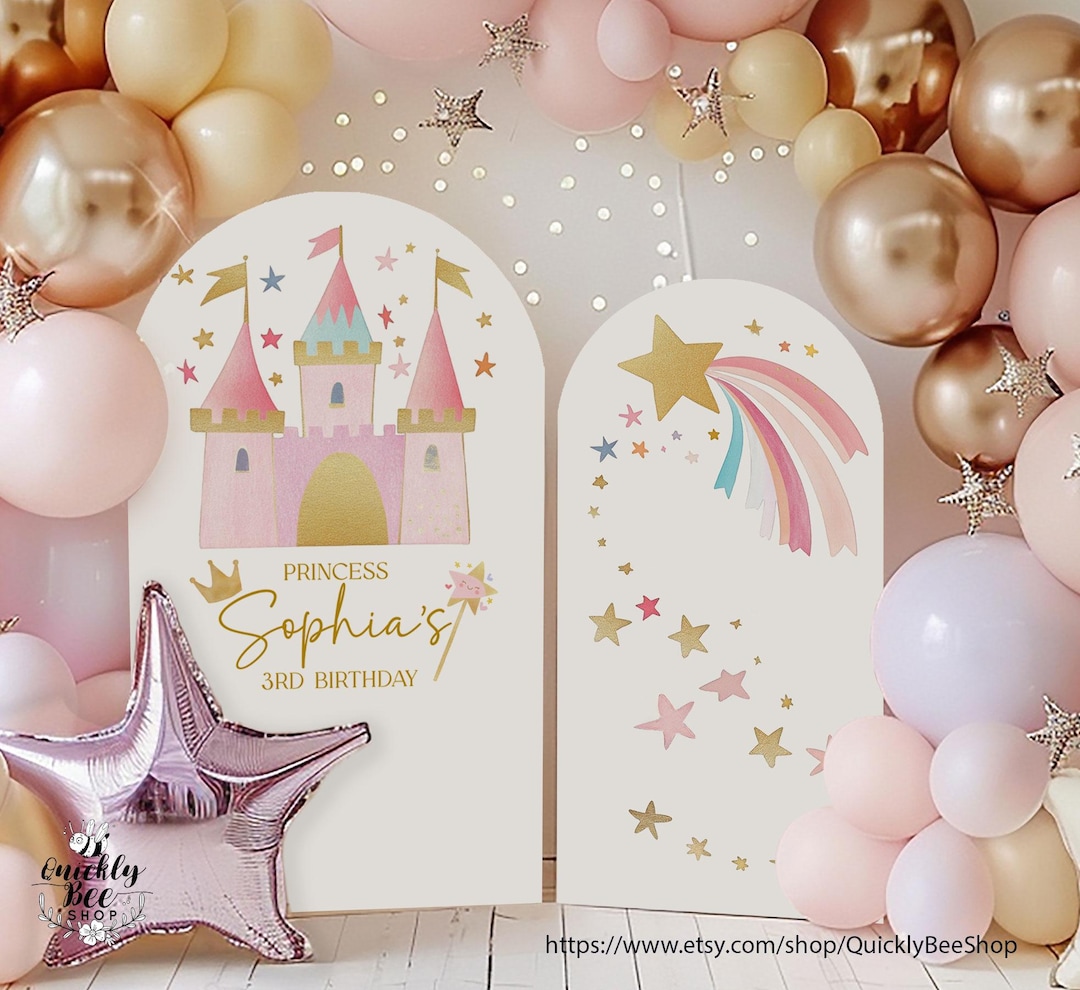 Princess Castle Birthday Party Arch Backdrop, Princess Castle Arch ...