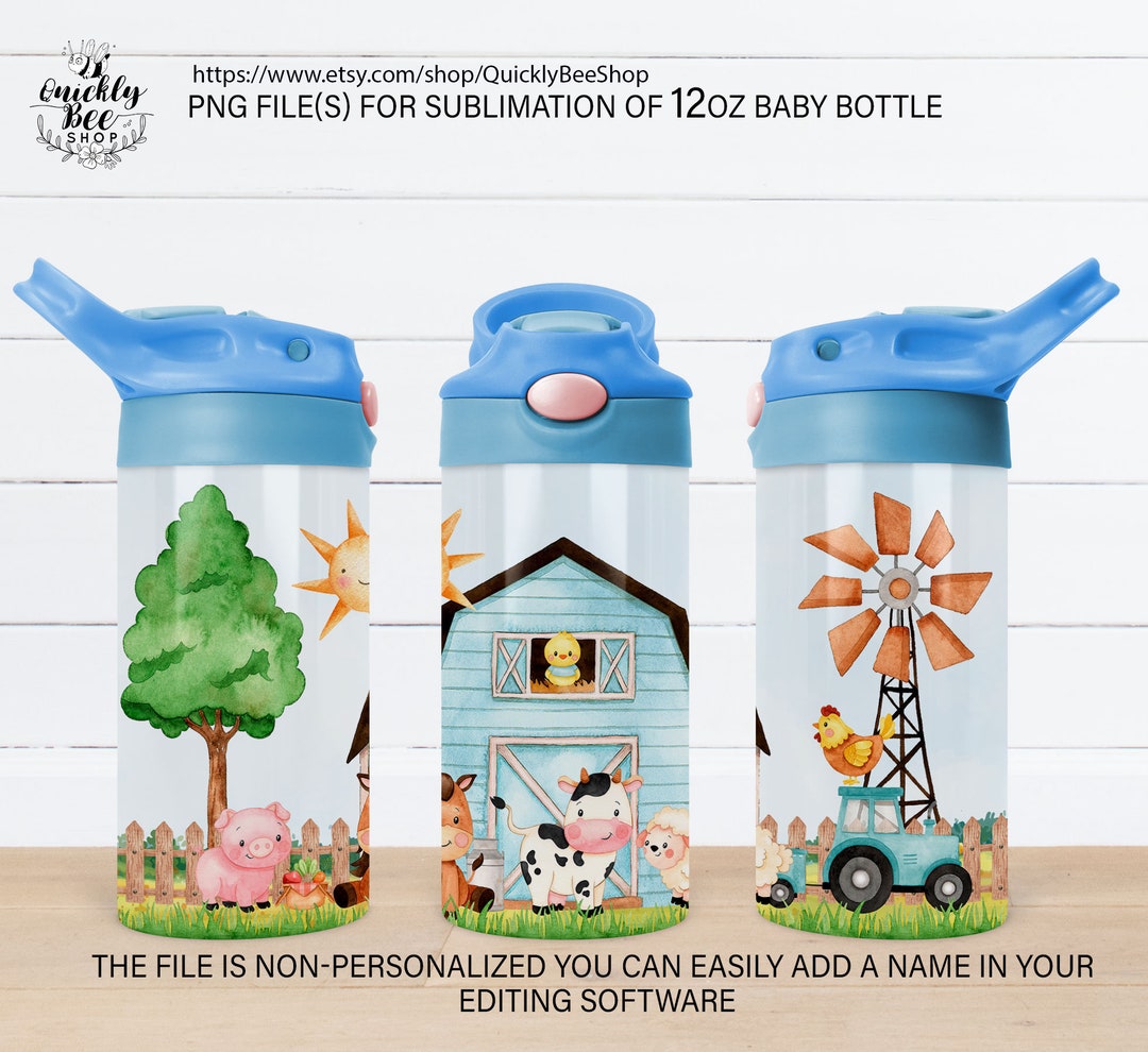 Farm Animals 12oz Baby Bottle Sublimation, Barnyard Baby Sublimation ...