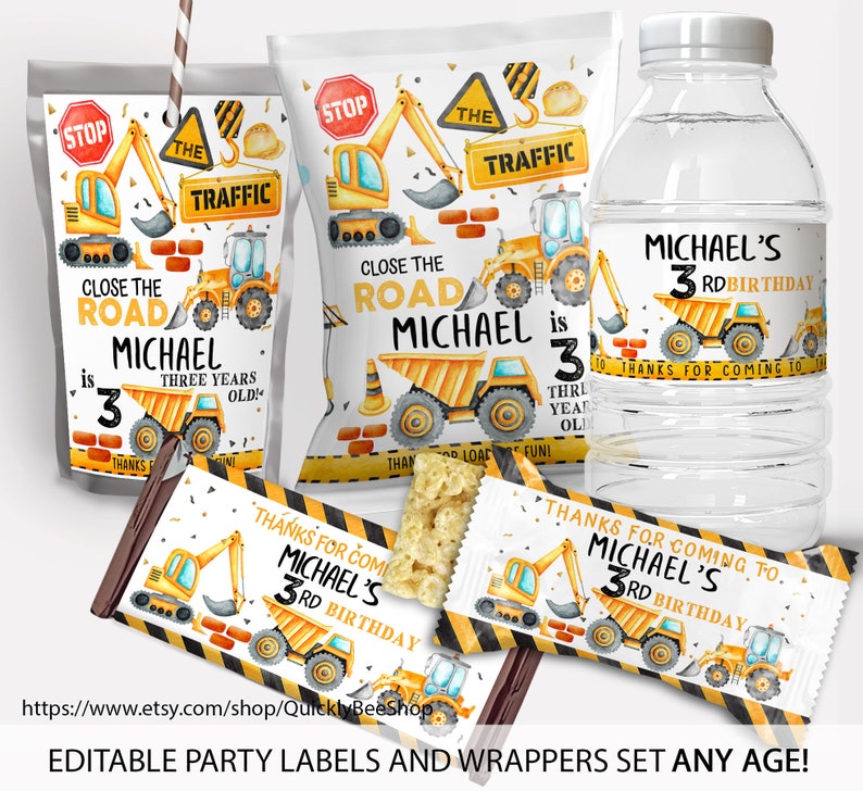 Construction Birthday Party Favor, Box Label Printable Dump Truck Party ...