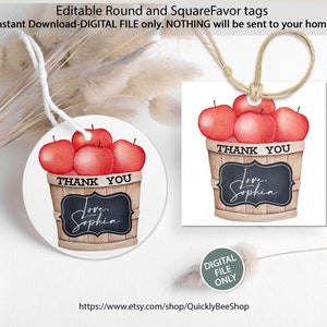 Apple Thank You Tag Template, Editable Apple Party Favor Tag, Sweet ...