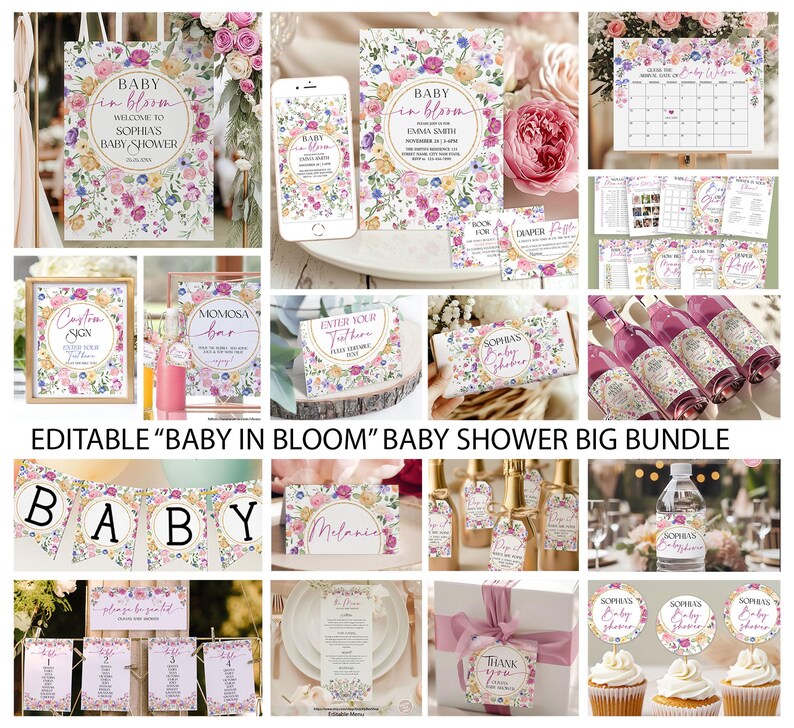 Momosa Bar Sign and Juice Tags, Printable Baby Shower Cocktail Menu ...