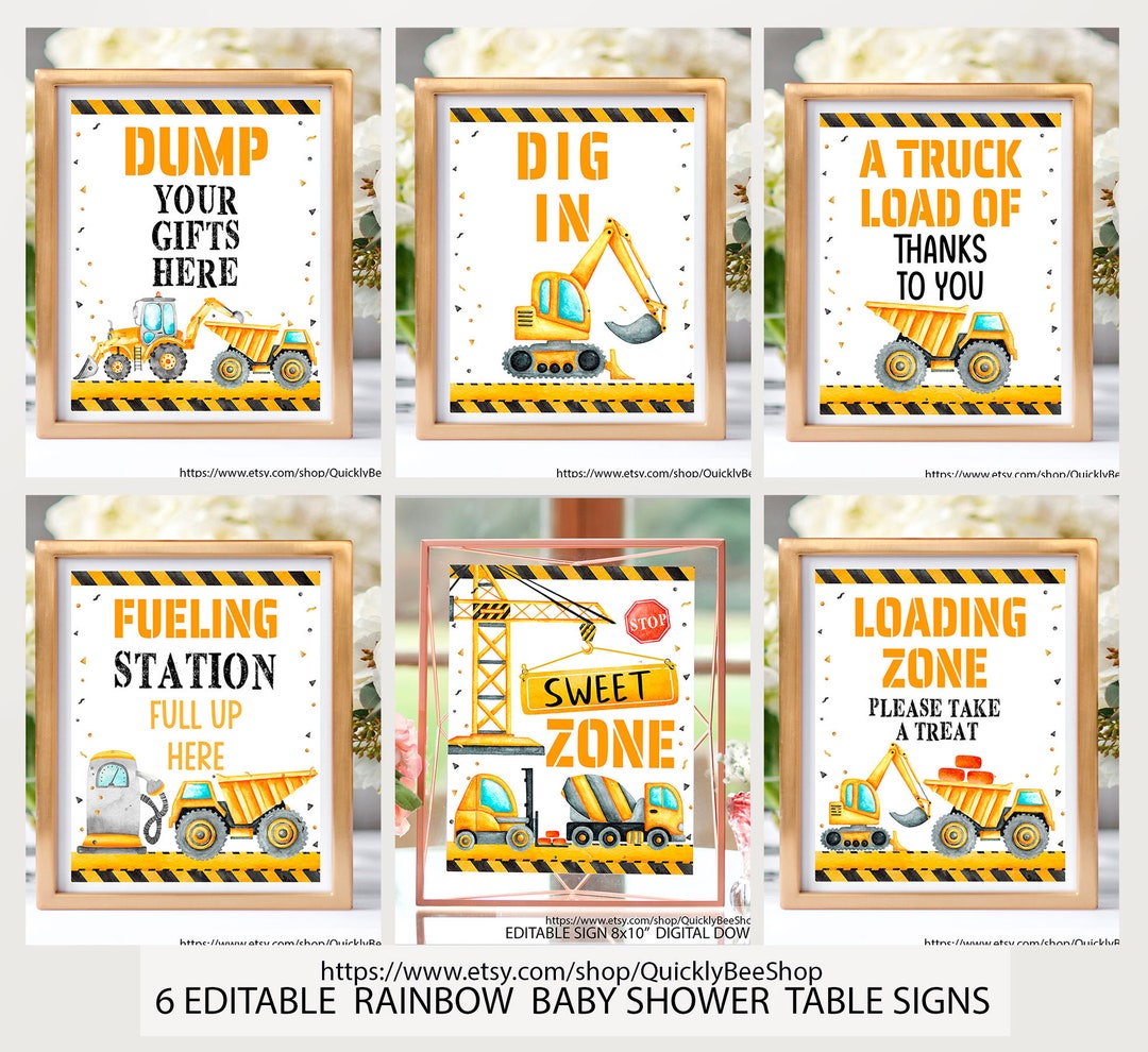 Construction Party Signs, Fueling Station, Loading Zone, Dump Gifts ...