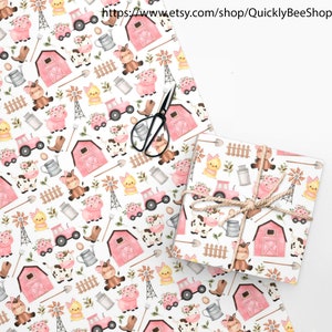 Farm Wrapping Paper, Pink Farm, Fun Animal Gift Wrap for Boys, Girls ...
