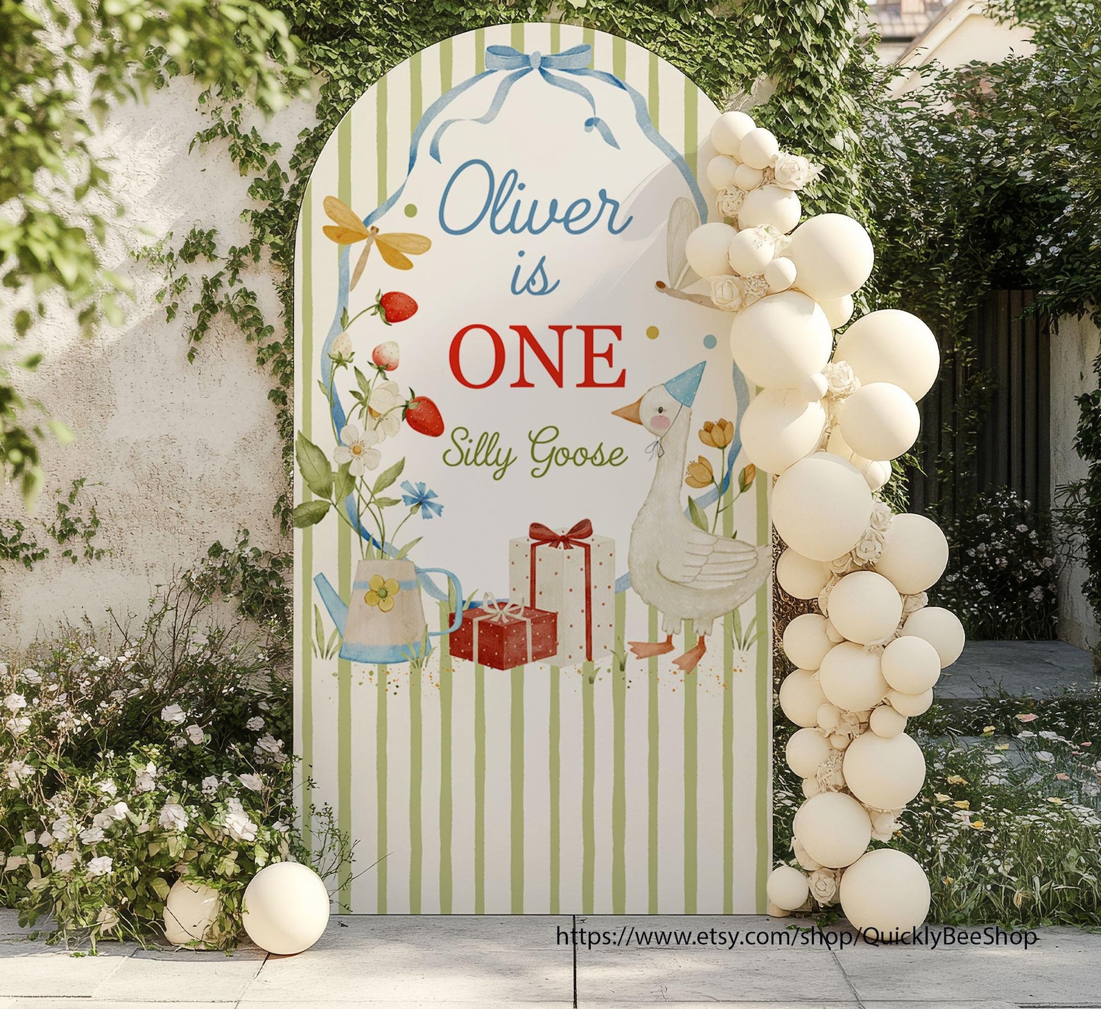 Silly Goose Birthday Backdrop, One Silly Goose Birthday Arch Decor ...