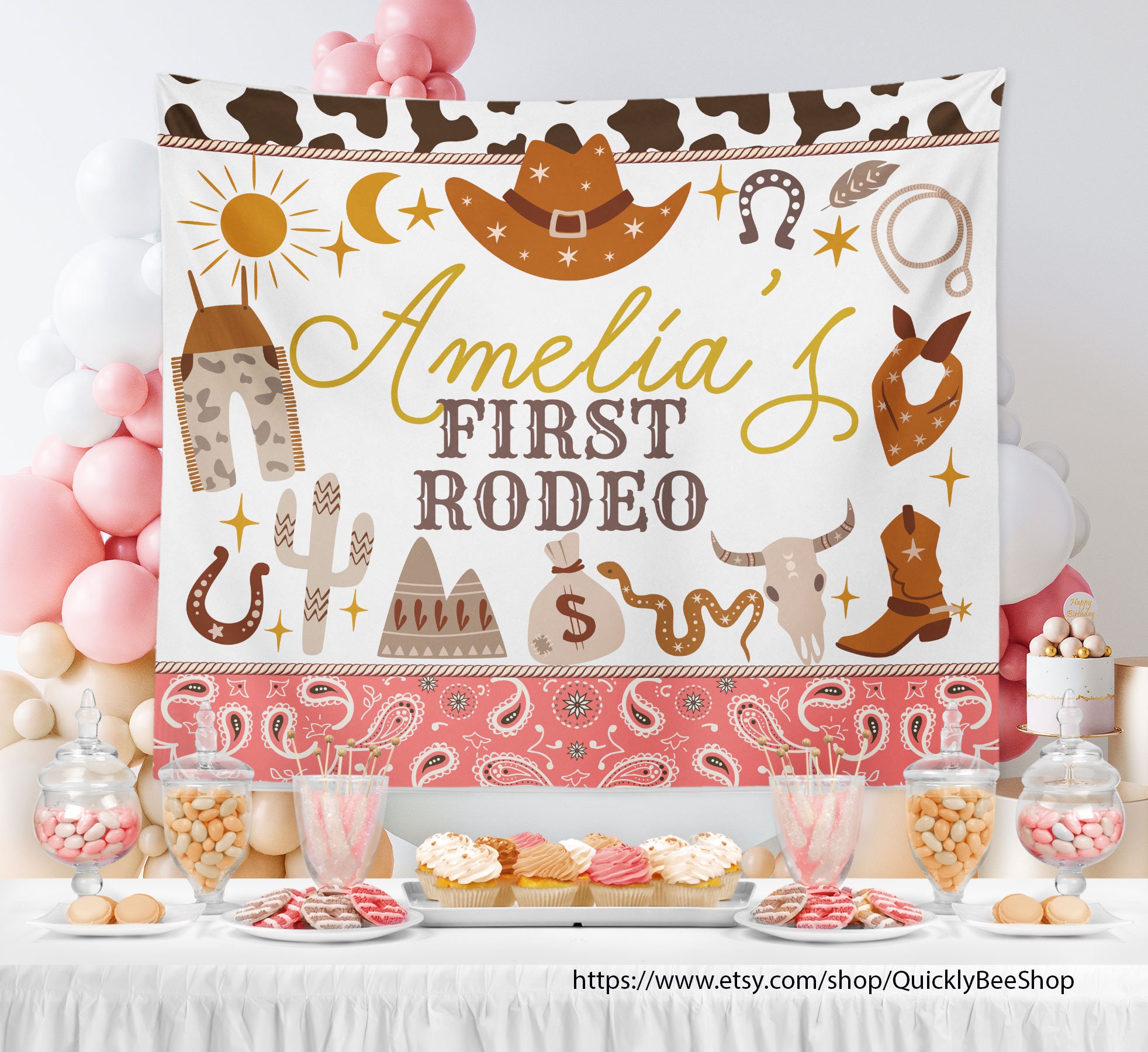 First Rodeo Birthday Backdrop Wild West Boy Personalized - Etsy
