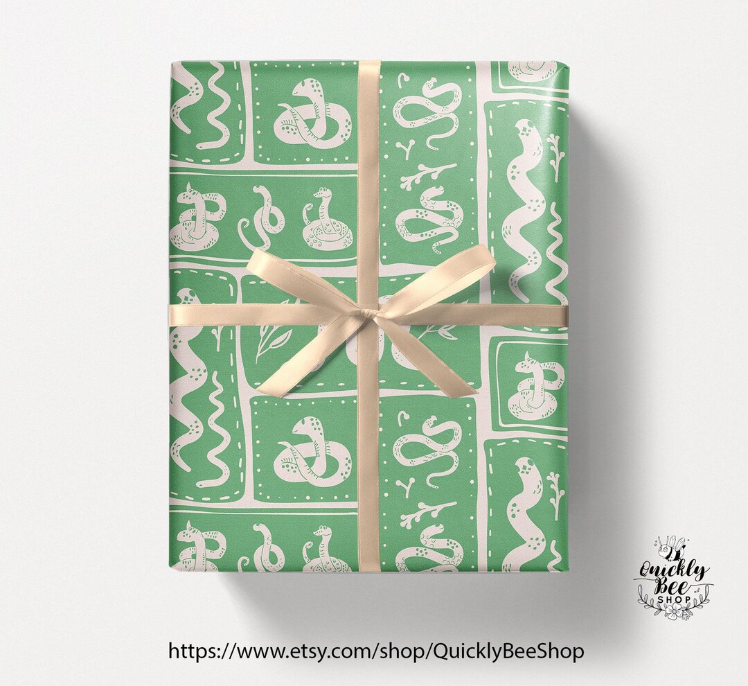 Green Snake Wrapping Paper, Reptile Themed All Occasion Gift Wrap ...