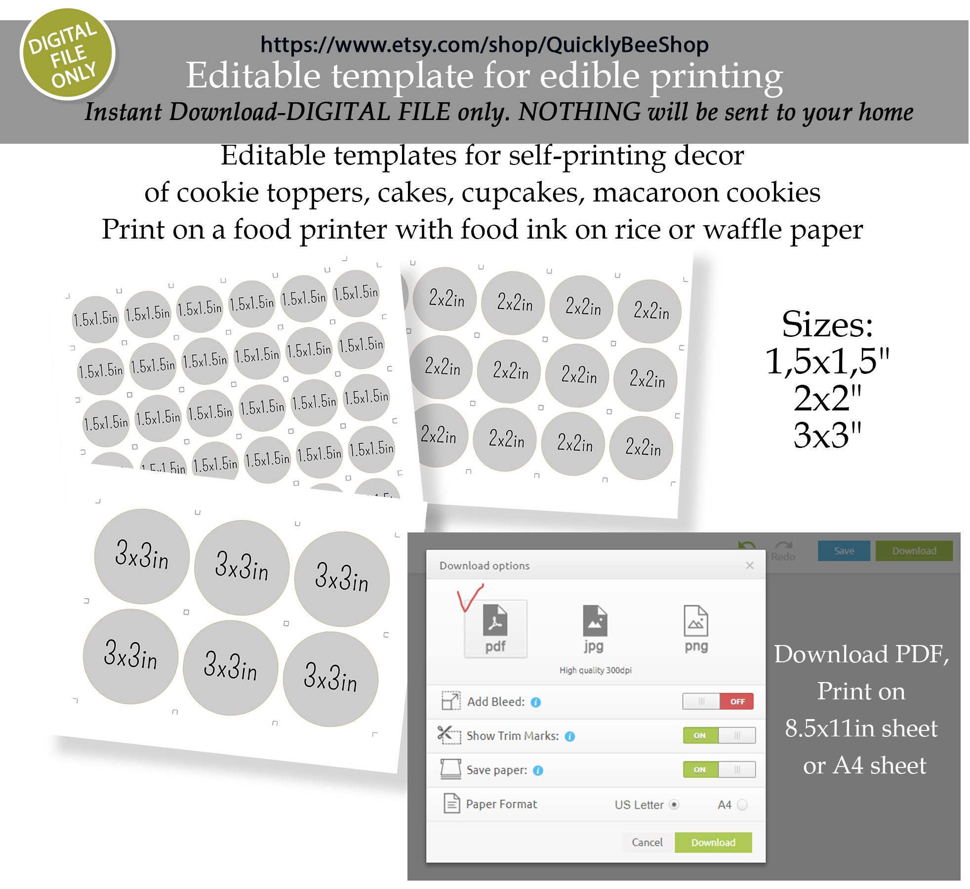 Farm Templates for Self-printing Decor of Cookie Toppers, Cupcakes ...