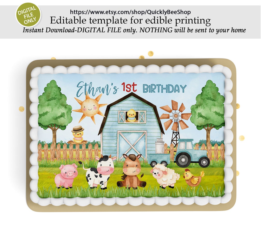Editable Farm Birthday Party Cake Topper Template, Holy Cow Cake Topper ...