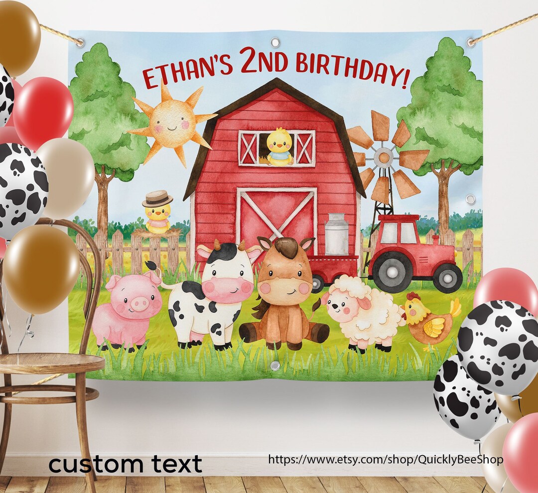Red Farm Backdrop, Barn Backdrop, Farm Birthday, Farmhouse Birthday ...