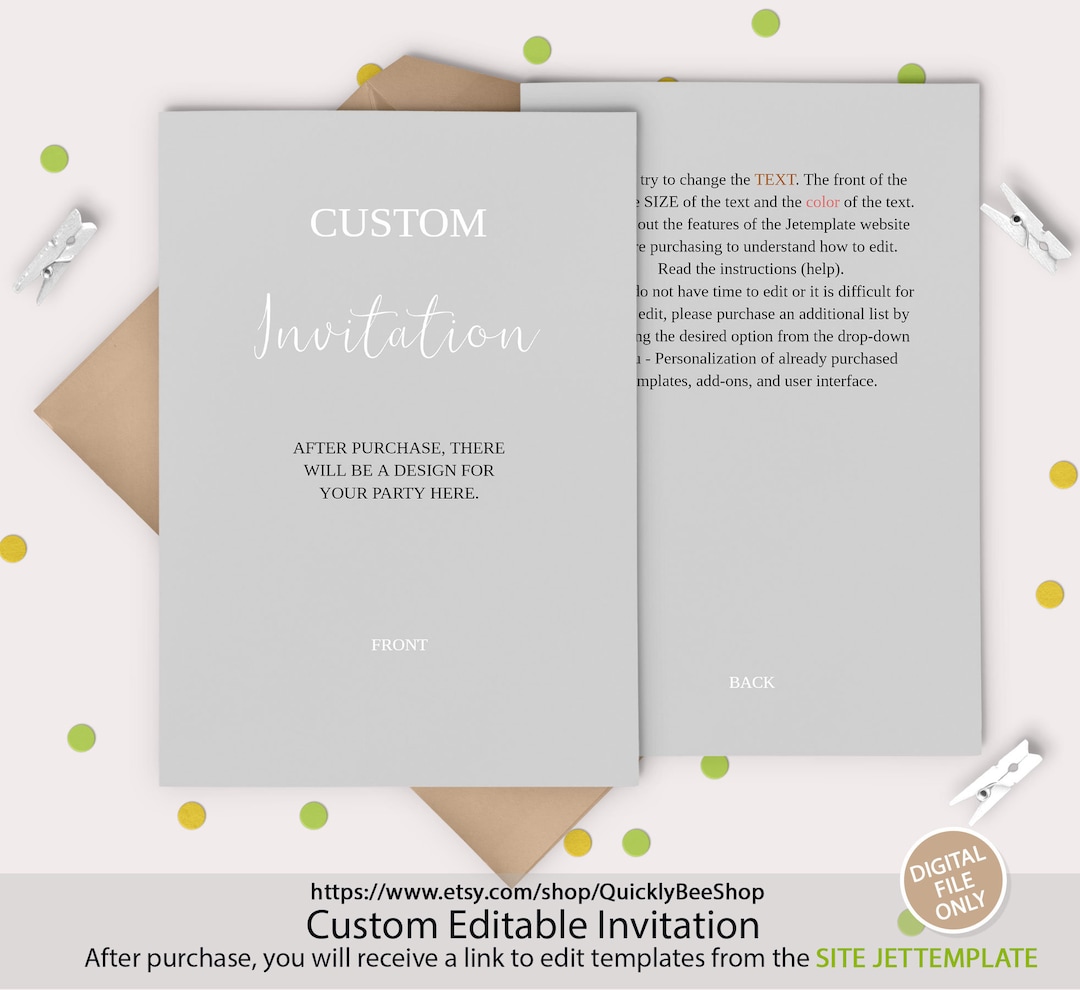 Editable Custom Invitation, Custom Graphic Design, Your Party Idea - My ...