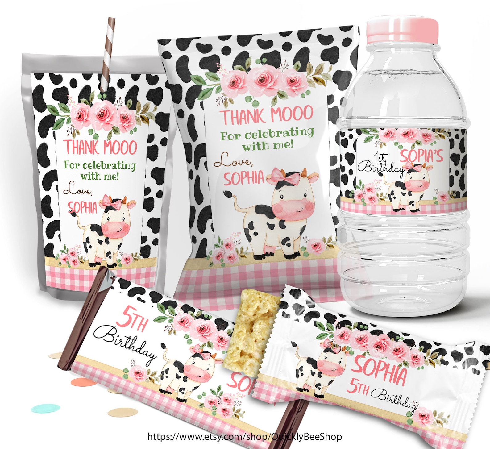 Set Cow Chips Bag Juice Bags Cow Water Bottle Labels Candy - Etsy