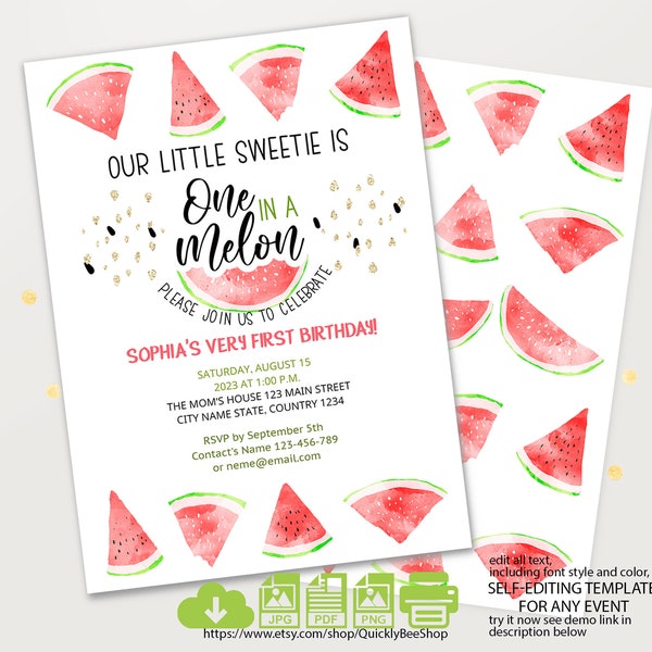 Watermelon Invitation - Etsy