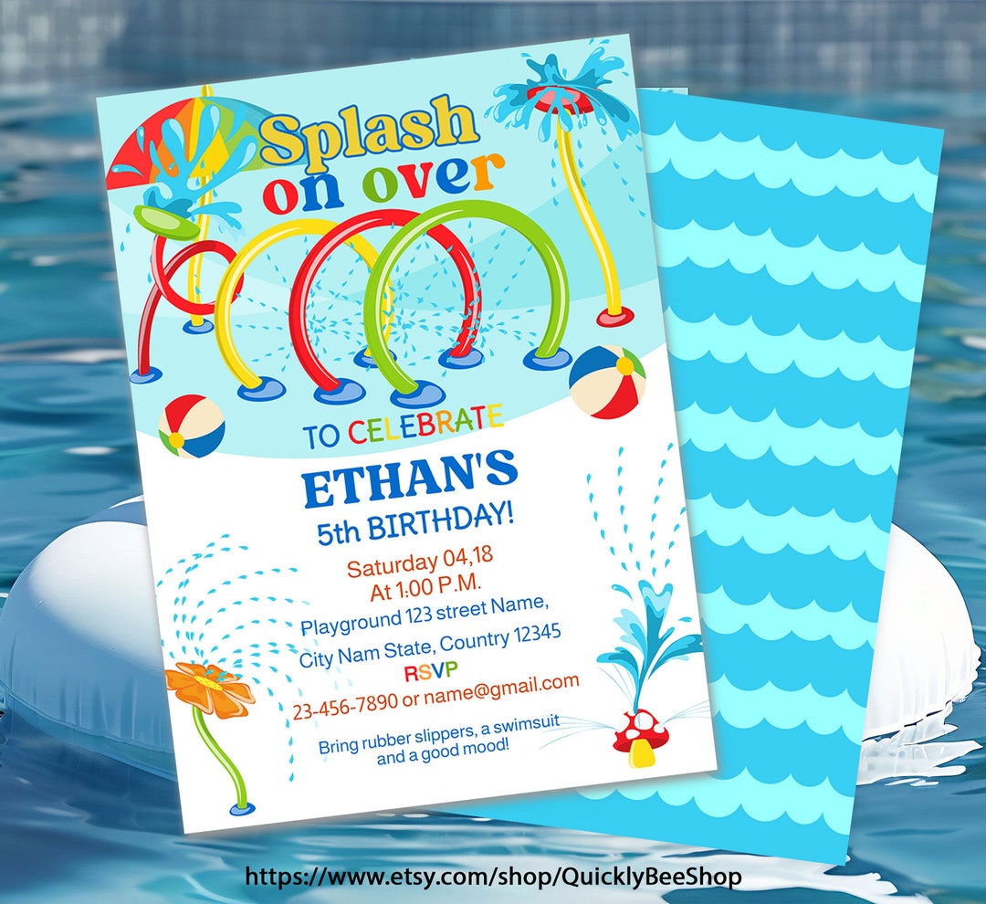 Splash Pad Party Invitation, Splash Invitation Boy, Water Park Party ...