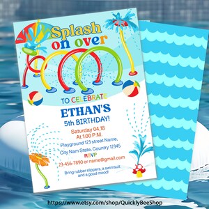 Splash Pad Party Invitation, Splash Invitation Boy, Water Park Party ...