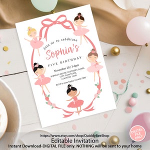 Ballerina Birthday Invitation, Tutu Ballet Party Invite, Ballet Dancer ...