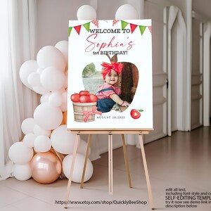 Welcome Sign Template Fall Apple Birthday, Printable Editable Birthday ...