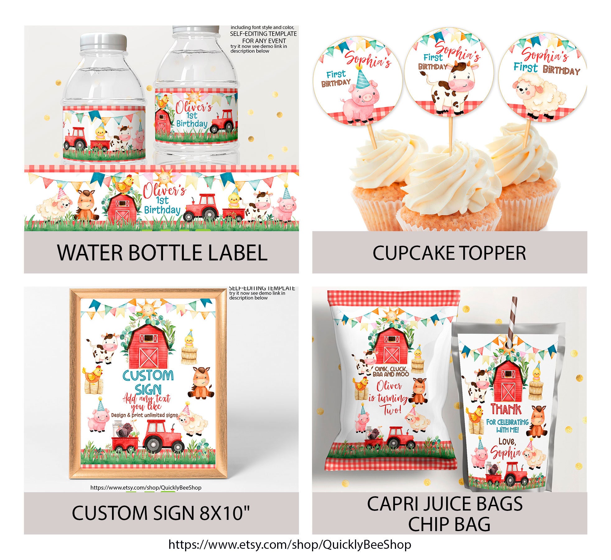 EDITABLE Farm Birthday Party Bundle Digital Template Farm - Etsy