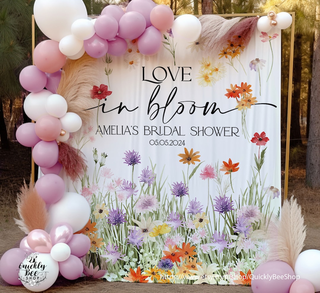Meadow Bridal Shower Backdrop Wildflower Wedding Shower Sign Decor