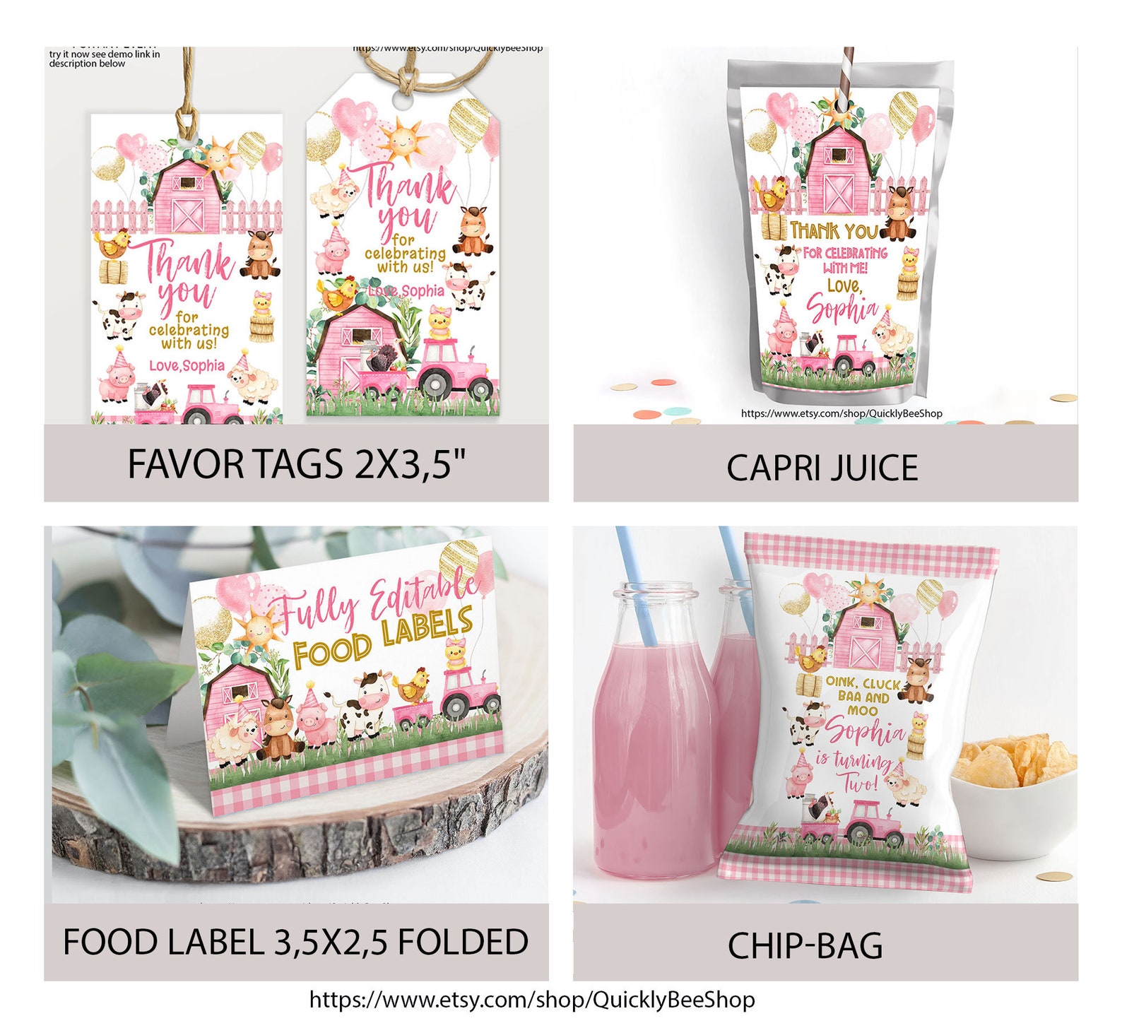 EDITABLE Farm Birthday Party Bundle Digital Template Farm - Etsy