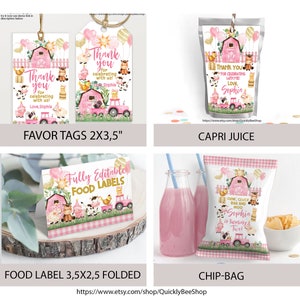 EDITABLE Farm Birthday Party Bundle, Digital Template, Farm Theme ...
