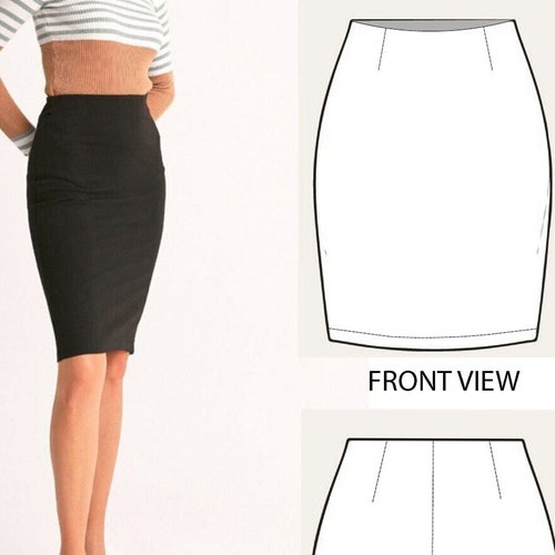 Pencil Skirt PDF Sewing Pattern Two Length Options Sizes - Etsy Canada