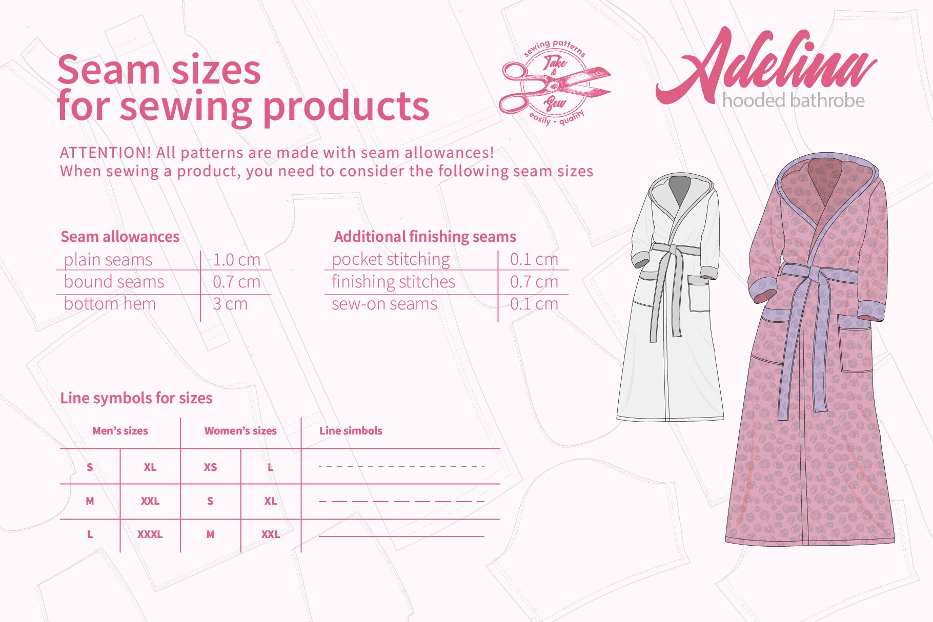Indie Hooded Bathrobe Sewing Pattern. DIY Women Housecoat, Size XS S M ...