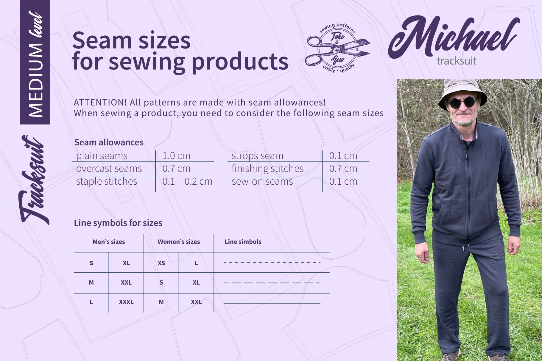 Men's Tracksuit Sewing Pattern: Sweatpants and Sweatshirt (size L-XXL ...