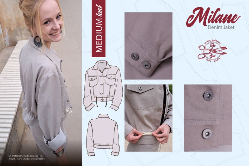 Denim Jacket Pattern Denim Crop Jacket Jean Jacket Pattern Crop Jacket ...