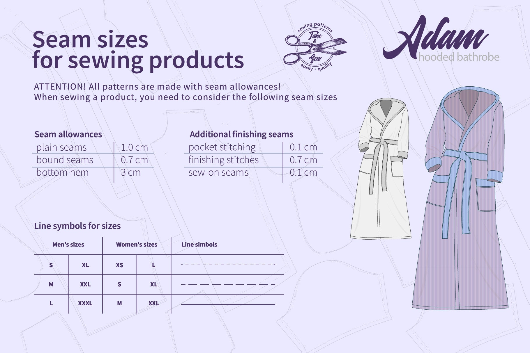 Indie Hooded Bathrobe Sewing Pattern. Diy Man Housecoat, Size XL XXL ...