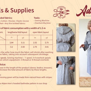 Indie Hooded Bathrobe Sewing Pattern. DIY Women Housecoat, Size L XL ...