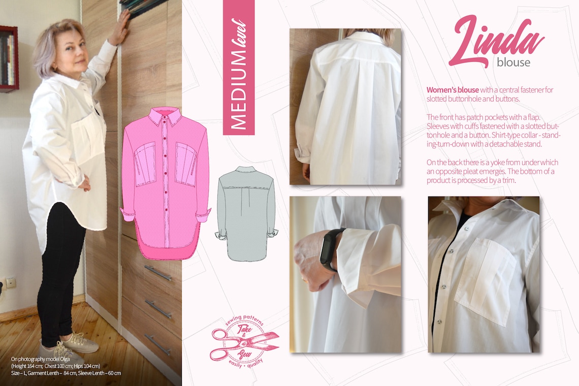 Elegant Blouse Sewing Pattern PDF Sewing Pattern Loose Blouse - Etsy