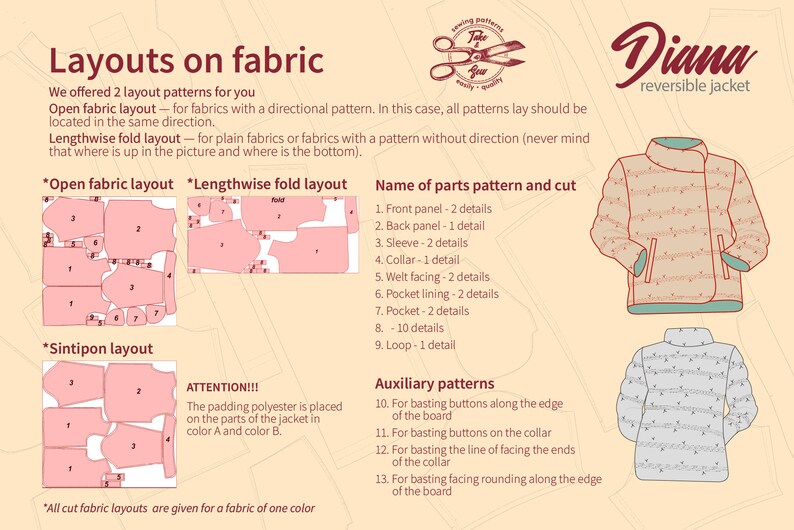 Reversible Jacket Sewing Pattern. Indie DIY Women Tamarack Jacket, Size ...