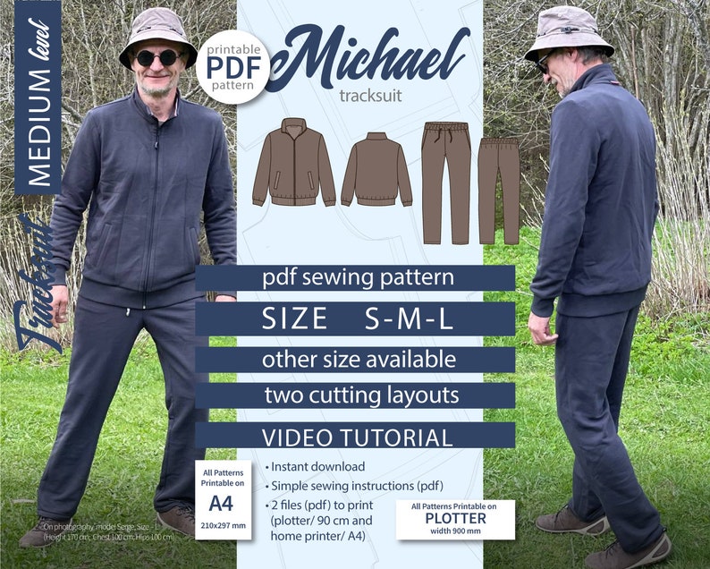 Track Suit Sewing Pattern Sweatpants Pattern Sweatshirt Pattern PDF ...