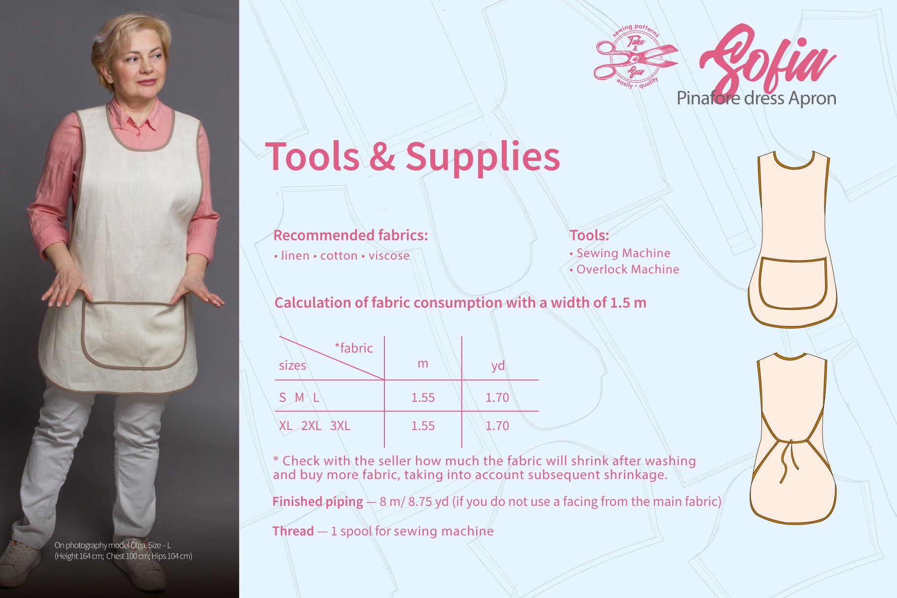 Pinafore Dress Apron Pattern Tabard Apron Pattern Indie Sewing - Etsy