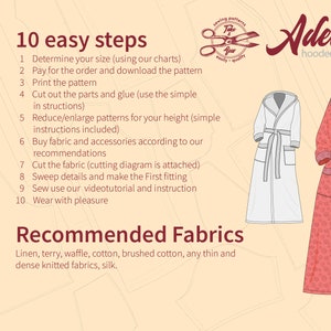 Indie Hooded Bathrobe Sewing Pattern. DIY Women Housecoat, Size L XL ...