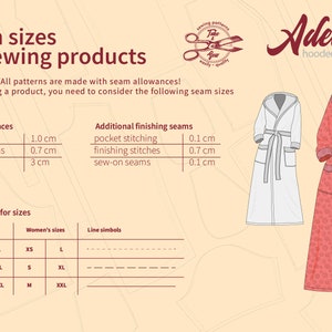 Indie Hooded Bathrobe Sewing Pattern. DIY Women Housecoat, Size L XL ...