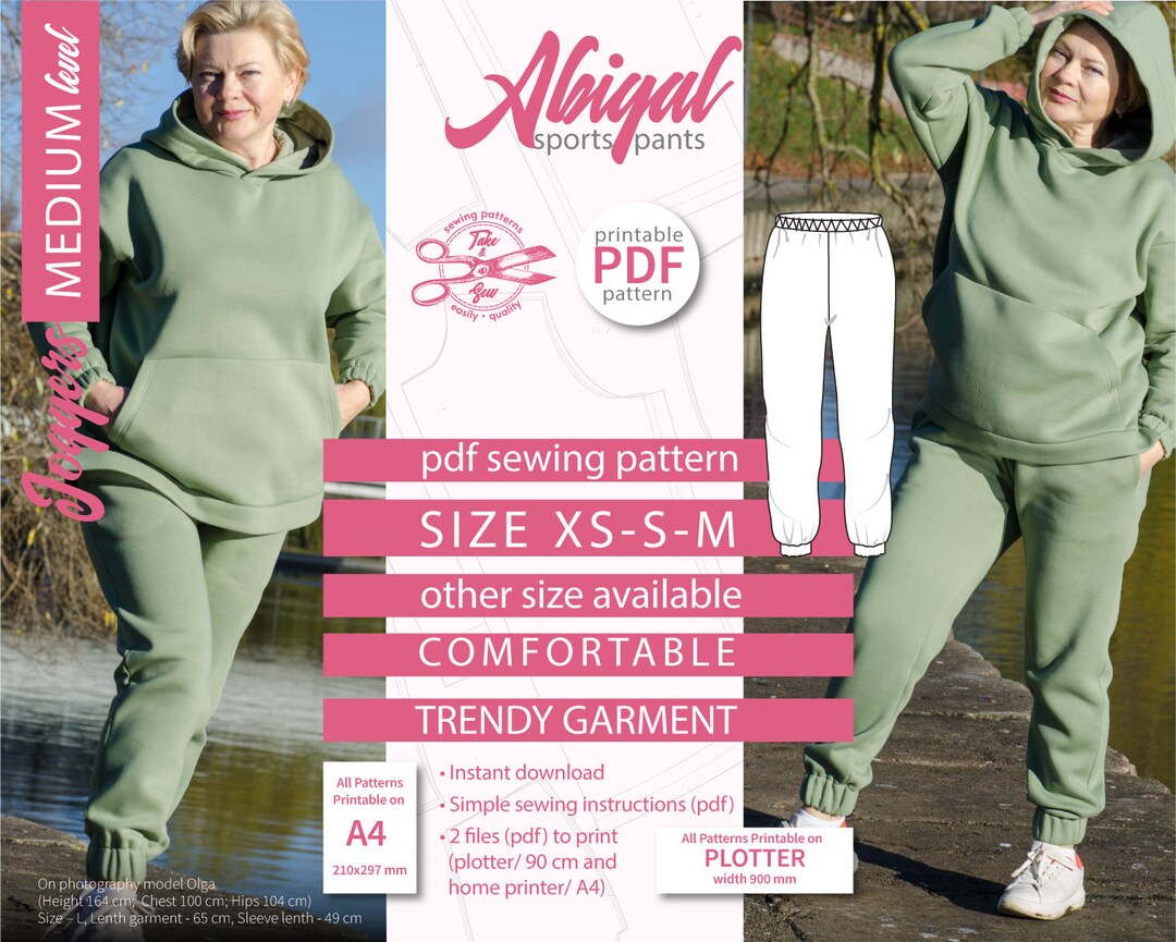 Tracksuit Sewing Pattern Sweatpants Pattern Joggers Pants Pattern PDF ...