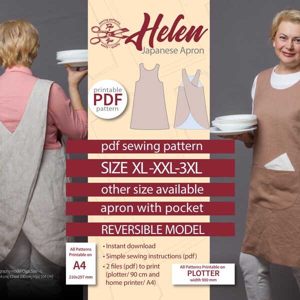 Japanese Apron Pattern - Etsy