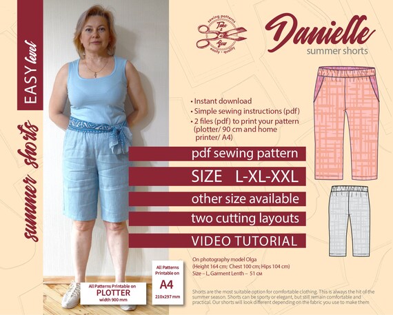 Indie Linen Shorts Sewing Pattern DIY Women Summer Trousers - Etsy