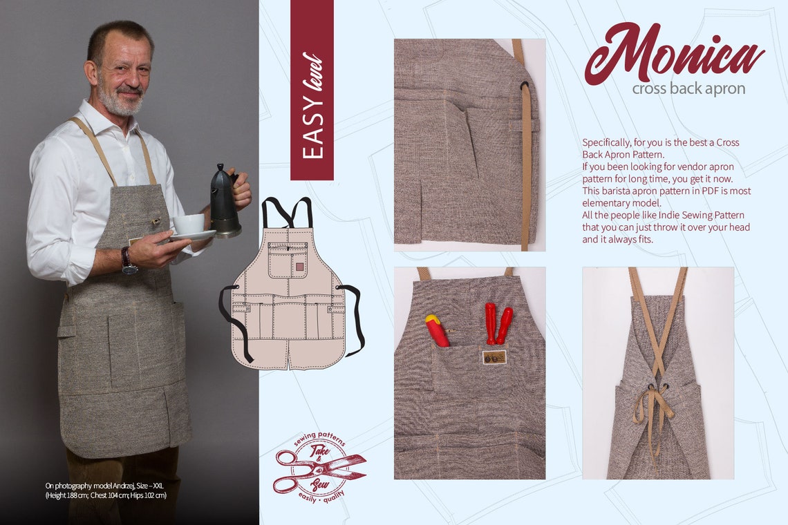 Cross Back Apron Sewing Pattern Vendor Apron Pattern Barista Apron ...