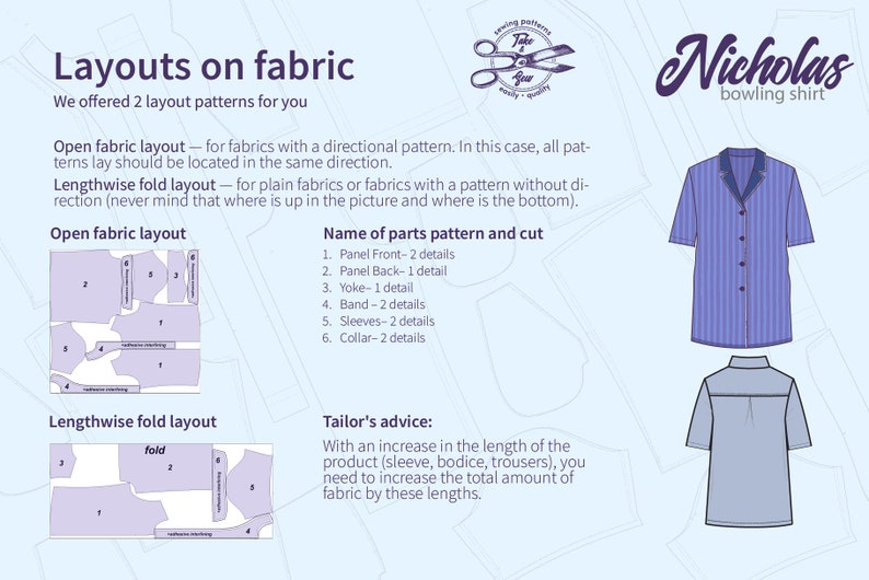 Bowling Button up Shirt Sewing Pattern. Indie DIY Mens Shirt Size XL ...